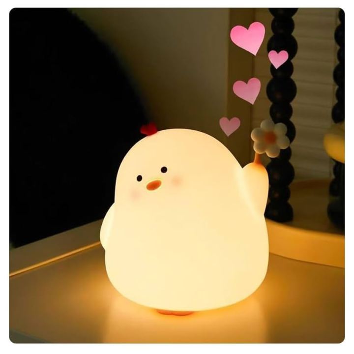 Cute Chicken Night Light LED Squishy Tap Lamp Best Gift for Baby and ...
