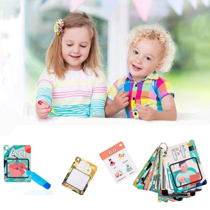 Developmental Flash Card Toy Paper Watercolor Alphabet Flashcards 26 ...