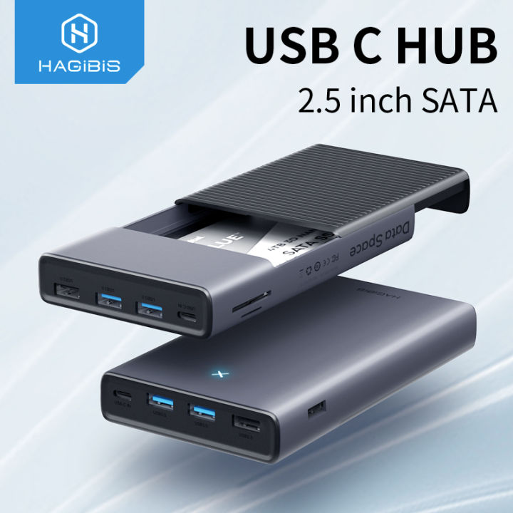 Hagibis USB C HUB with Hard Drive Enclosure 2.5 SATA to USB 3.0 Type C ...