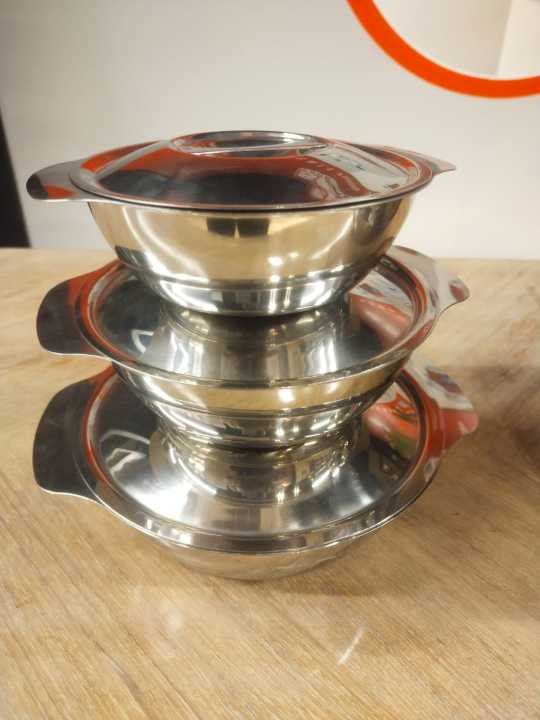 SKB Stainless Steel "Soup Bowl" 22 cm 6 pics full set with SS Lid, sus ...