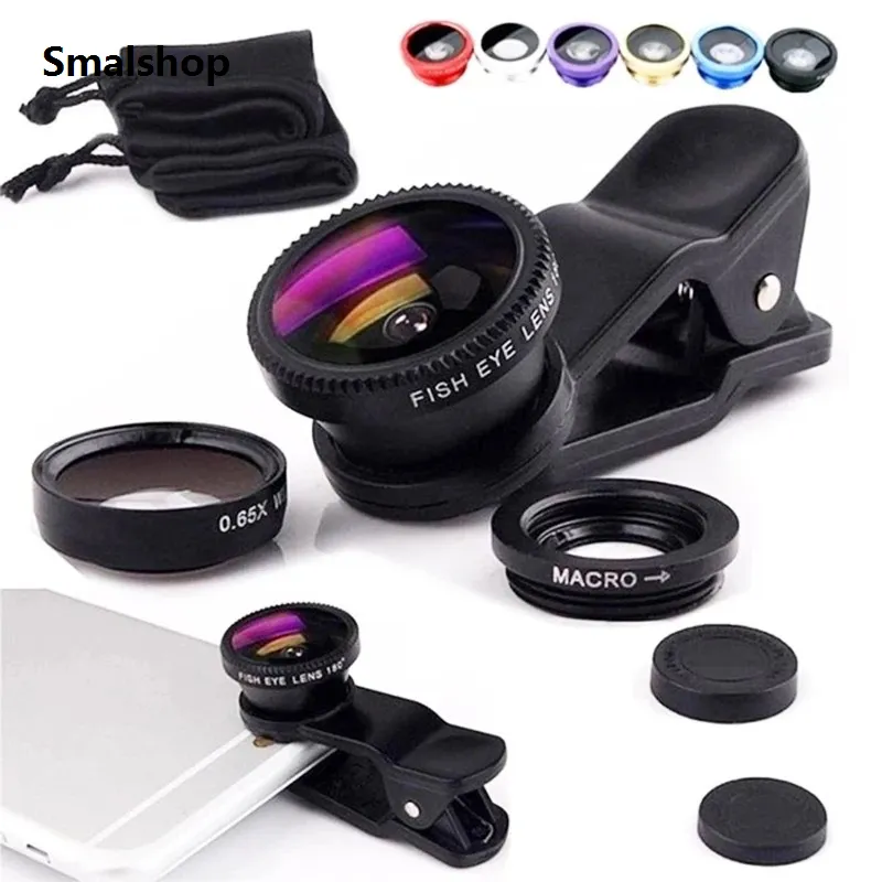 3 in 1 Fisheye Phone Lens Wide Angle Zoom Lens Fish Eye Macro Lenses ...