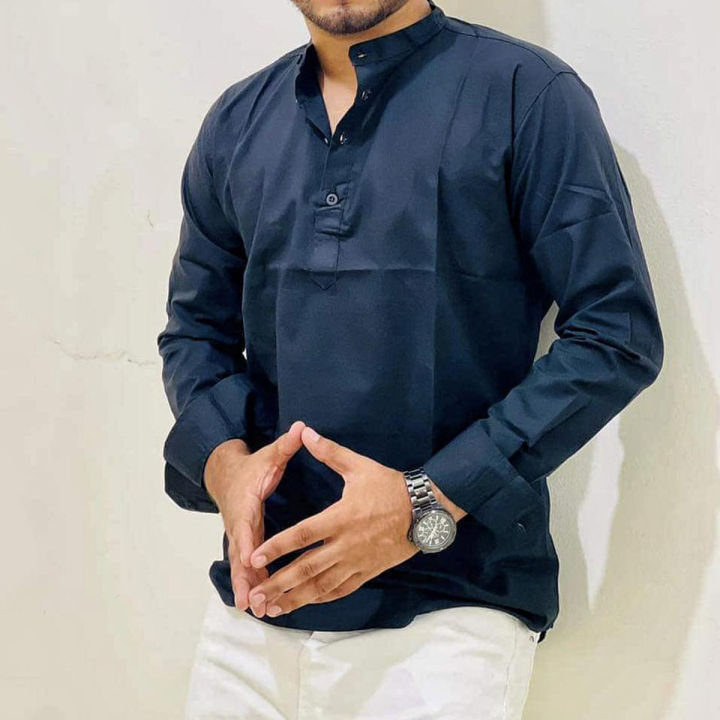 Trendy Men's Black Colour Formal Katua | Daraz.com.bd