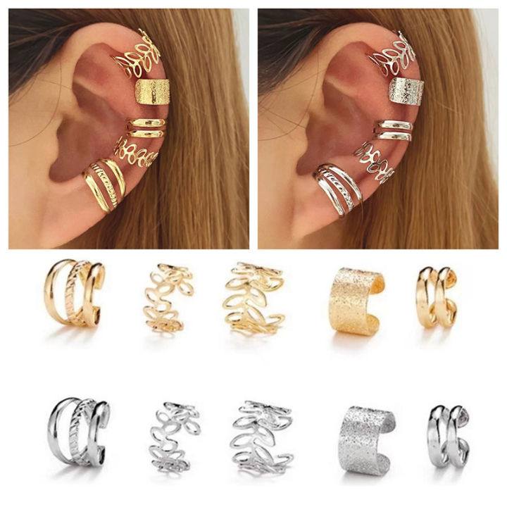 5Pcs/Set Of Simple Personality Ear Cuff Alloy Jewelry Classic Ear Accessories For Women Daily ...
