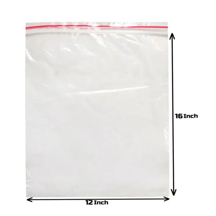Resealable 12"X16” Pack of 25 pcs Clear Plastic Reclosable Zipper Poly ...