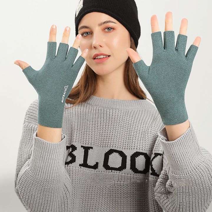 Thin Elastic Winterr Cold Proof Cloth Solid Color Warm Gloves Women ...