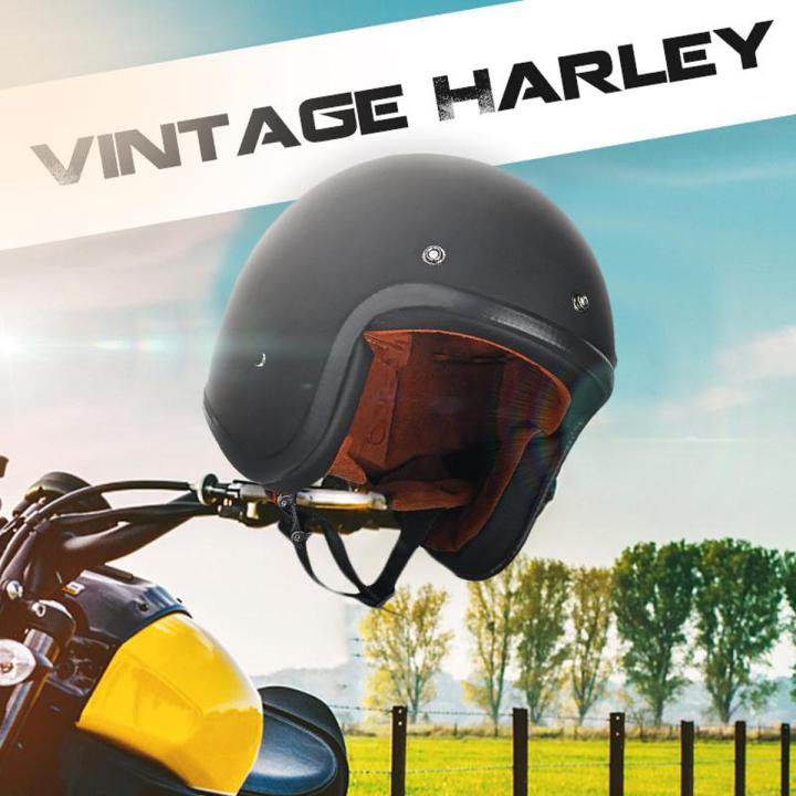 Motorcycle Helmet Vintage Harley 3/4 without Visor Lens (Black L ...