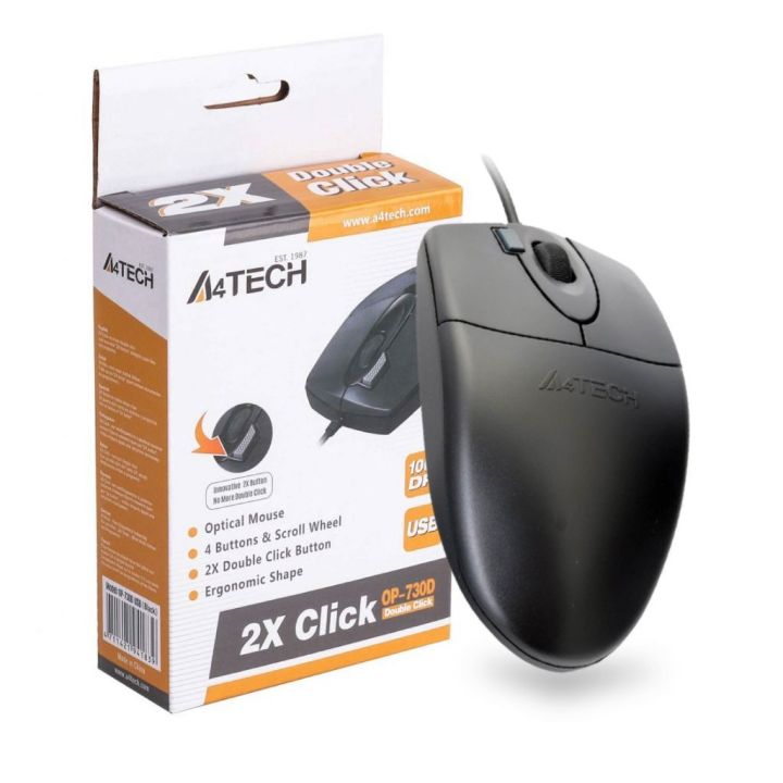 A4.tech OP-620D Wired Optical Mouse - 2x Click Button - 1000 DPI - For ...