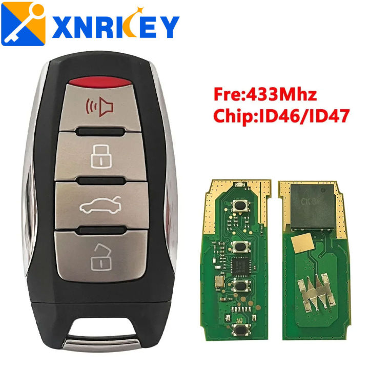 XRNKEY 4 Buttons Car Keyless Smart Remote Key 433Mhz with ID47 Chip for ...