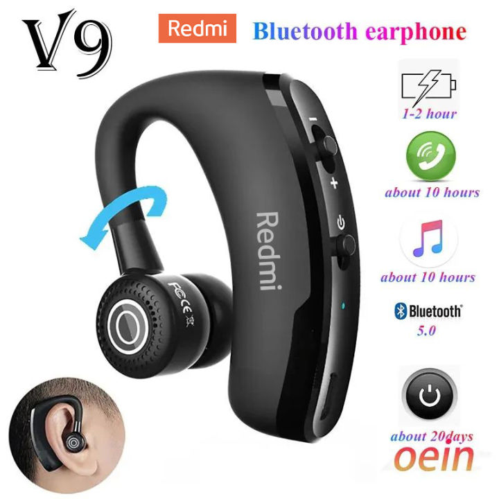【Ready Stock+FREE Shipping+COD】Redmi V9 Business Bluetooth Earphone Hands-free Sports Music ...