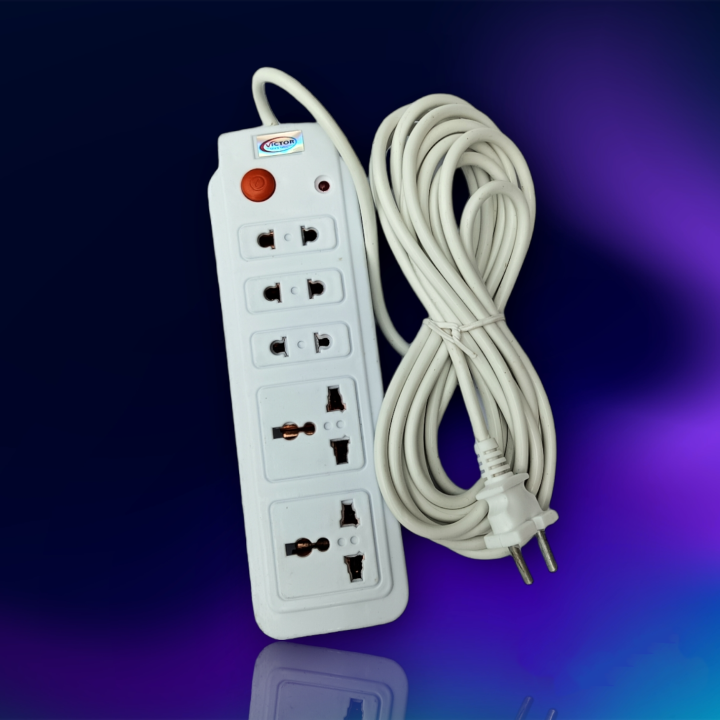 High-Power 5 Port Multiplug Extension Socket – 2 Pin & 3 Pin Support ...
