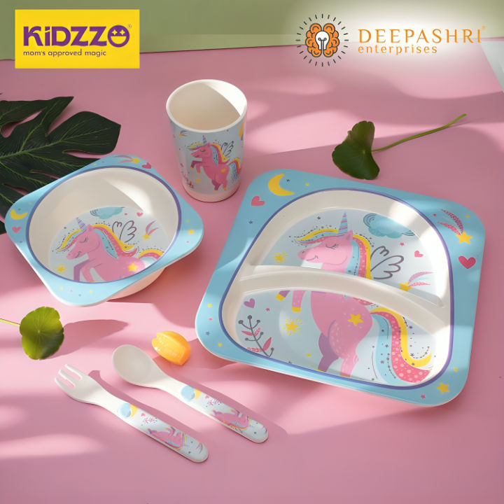 FunBlast Bamboo Fibre Kids Crockery Set Dining Set - Feeding Set for ...