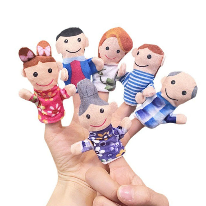 Cute Cartoon Finger Puppets Plush Toys Family Members Animals Doll Baby ...