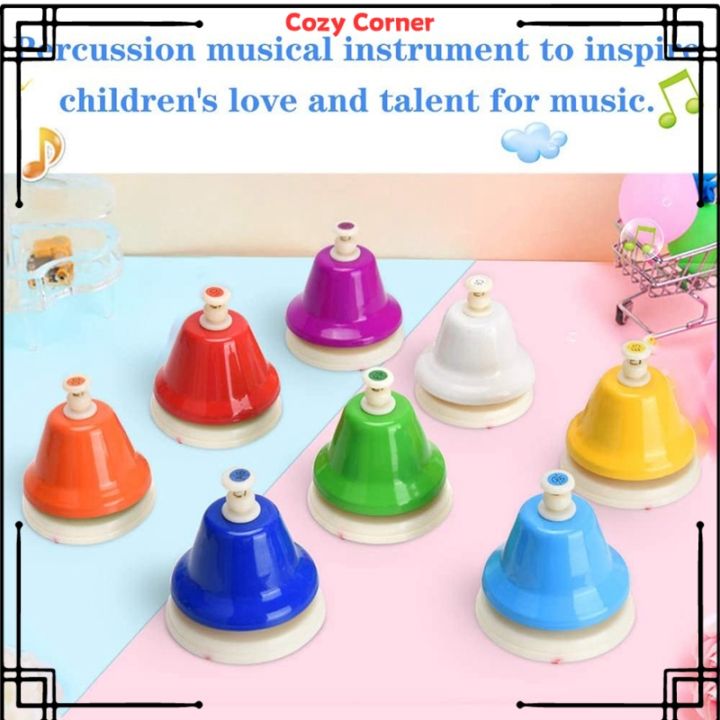 CozyDesk Bells, 8 Notes Diatonic Metal Hand Bells, Rainbow Music Bells ...