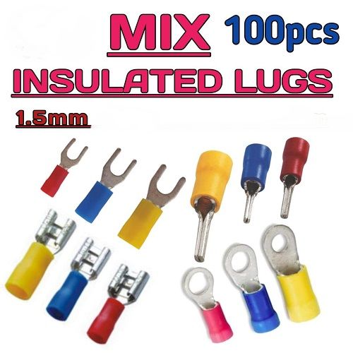 CABLE LUGS 1.5 RM , MIXED 100PCS (O+I+JACK+U) TYPE INSULTED CABLE CONNECTOR | Daraz.com.bd