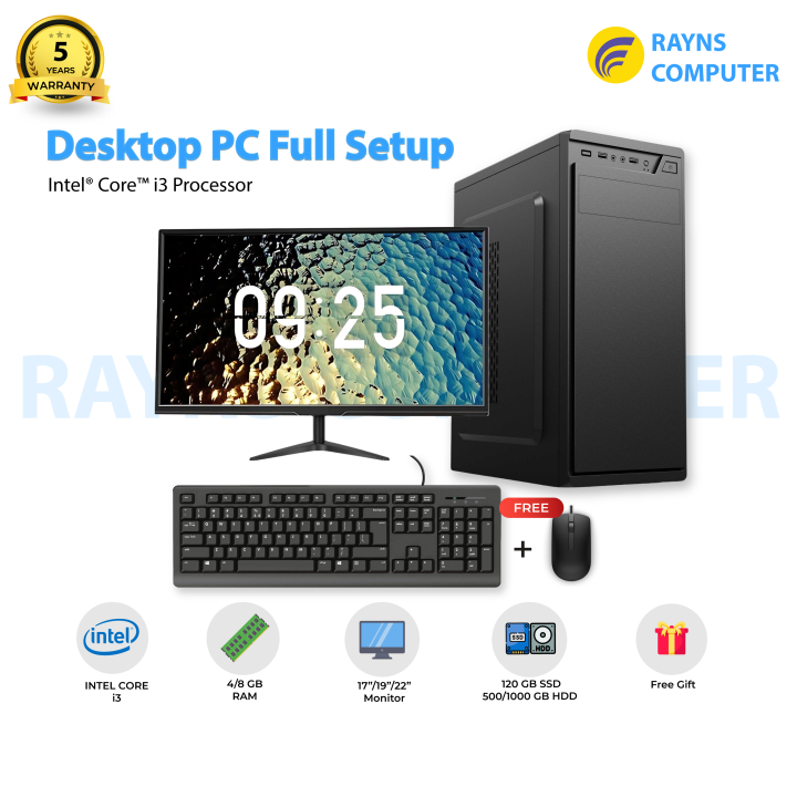 Intel Core i3 Desktop Computer Full Setup | Customizable 4-8GB RAM ...