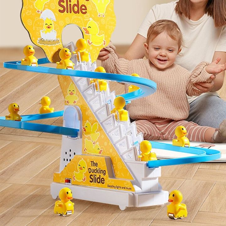 Educational Roller Coaster Toys Climbing Stairs Duck with Light Music ...