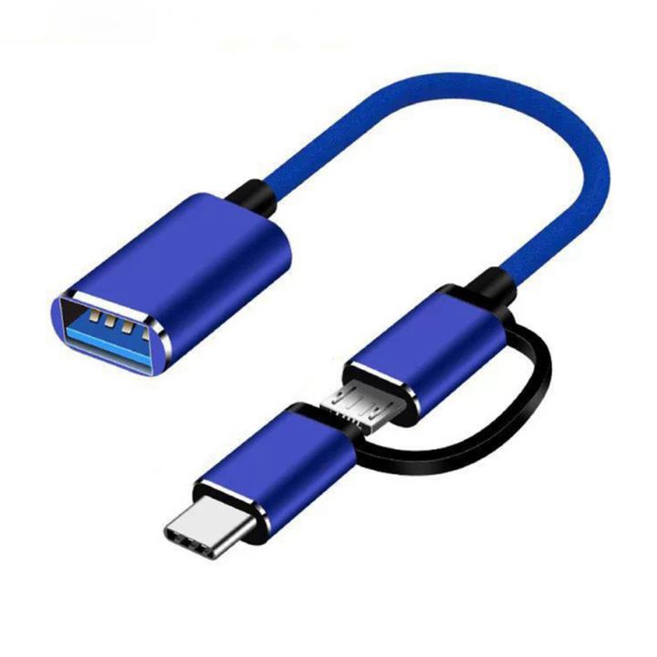 2 in 1 USB 3.0 OTG Adapter Cable Type-C Micro-USB to USB 3.0-Blue ...