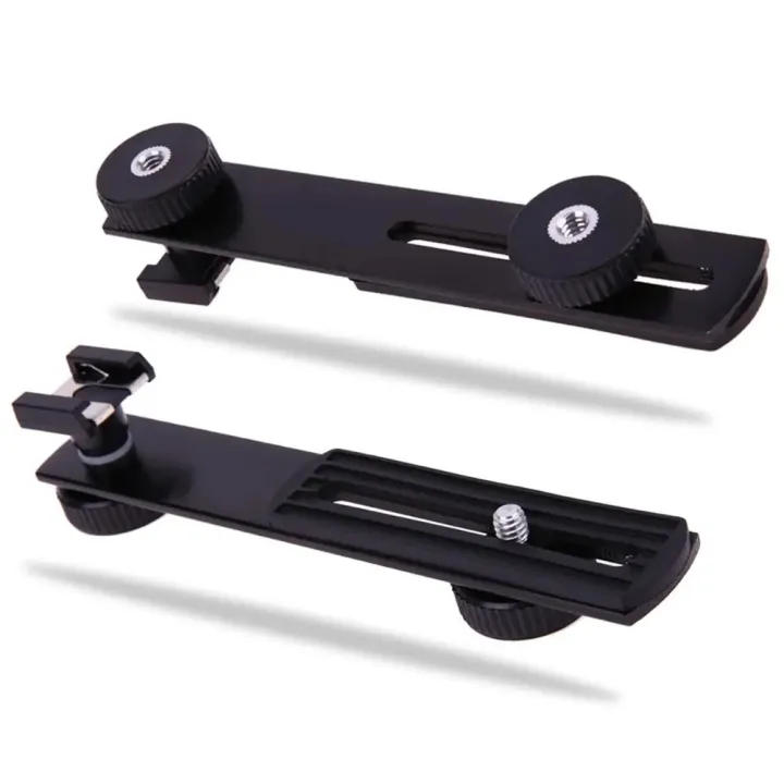 Aluminum Double-headed Stand Camera Flash Bracket Hot Shoe Arm Bracket ...