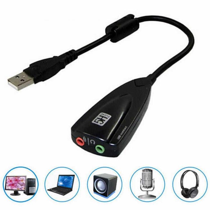 External USB Sound Card 7.1 Adapter 5HV2 USB to 3D CH Sound Antimagnetic Audio Headset ...