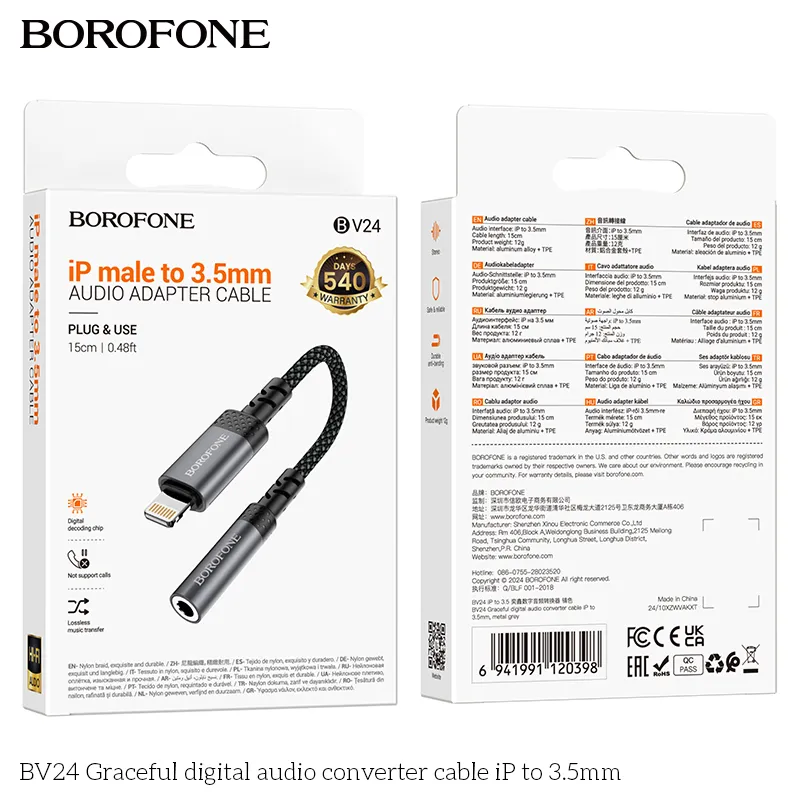 Borofone BV24 iPhone Audio Converter Cable to 3.5 mm Female iPhone ...