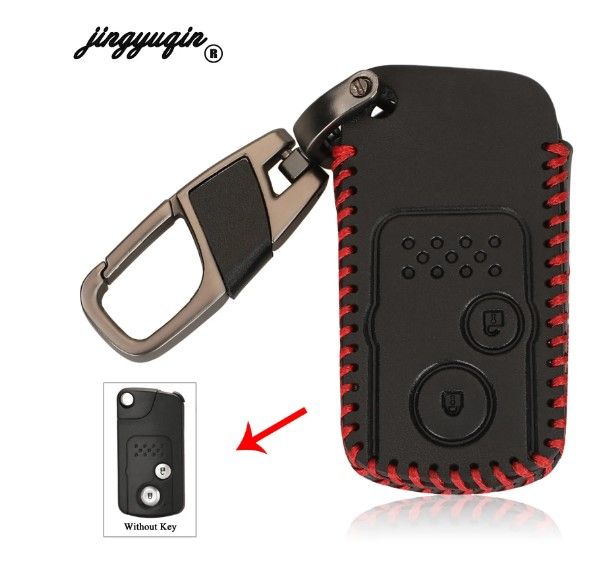 Leather 2 Buttons Keys Keychain Case Replacement Key Case For Honda ...