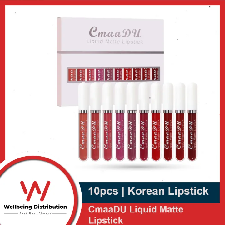 CmaaDu 10 Pcs Set Liquid Matte Non-stick Cup Waterproof Lipstick Set ...