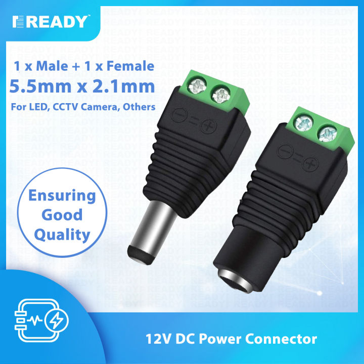 12V DC Power Connector 5.5mm x 2.1mm, CENTROPOWER (1 x Male + 1 x Female) Power Jack Adapter for ...