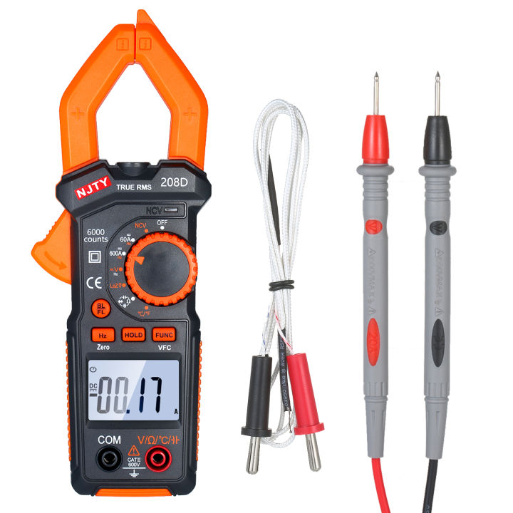 NJTY 600A AC/DC Digital Clamp Meter with Temperature Auto Ranging ...
