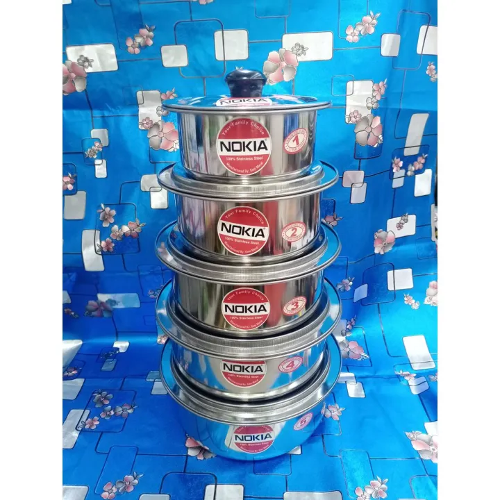Nokia 5 Pcs Stainless Steel Sauce Pan with Lid Set,(R),Stainless Steel ...