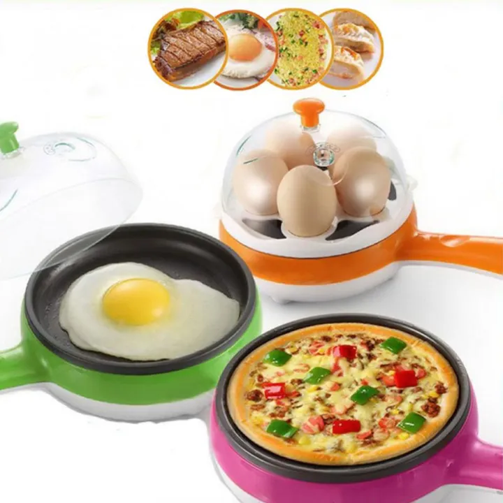 badgeSingle Layer Multi Function 2 in 1 Electric Egg Boiler Steamer Omelette Frying Pan Non ...