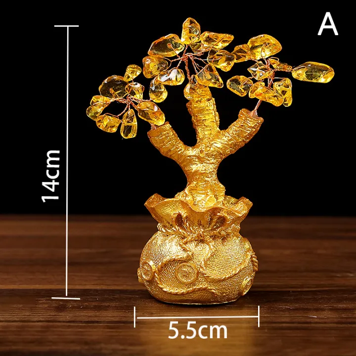 1pc Chinese Yuanbao Money Fortune Tree Wealth Luck Ornaments Small Feng ...