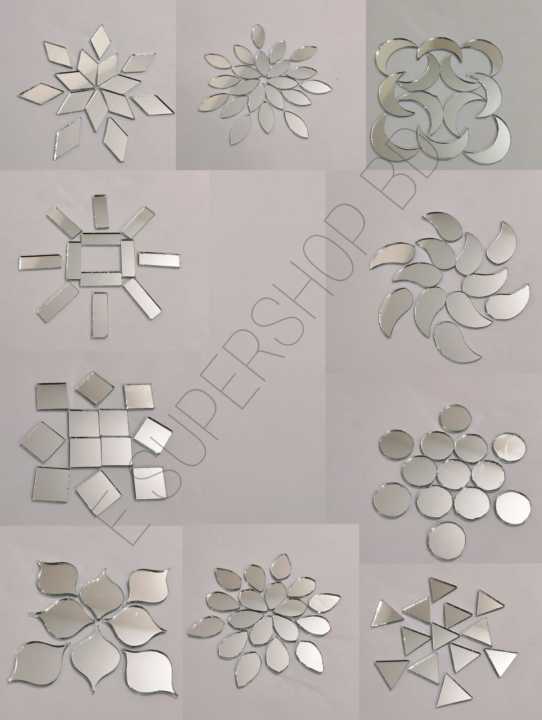 100 pieces Combo of 10 types of different different shape small mirror ...