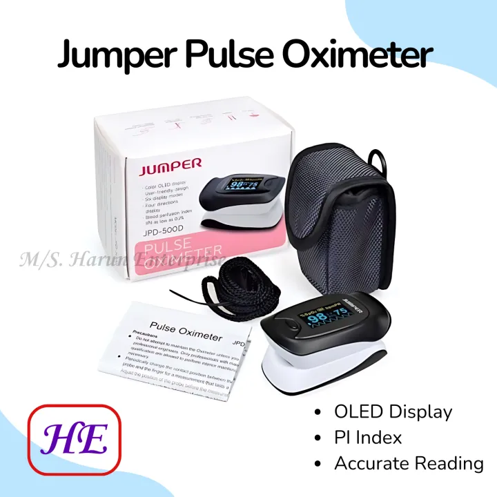 Jumper 500D OLED Fingertip Pulse Oximeter - Medical Grade Blood Oxygen ...