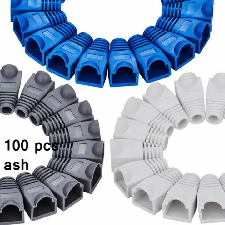 100 pieces dbl boot cap CAT5 CAT6 RJ45 8P8C Modular Plug Connector End ...
