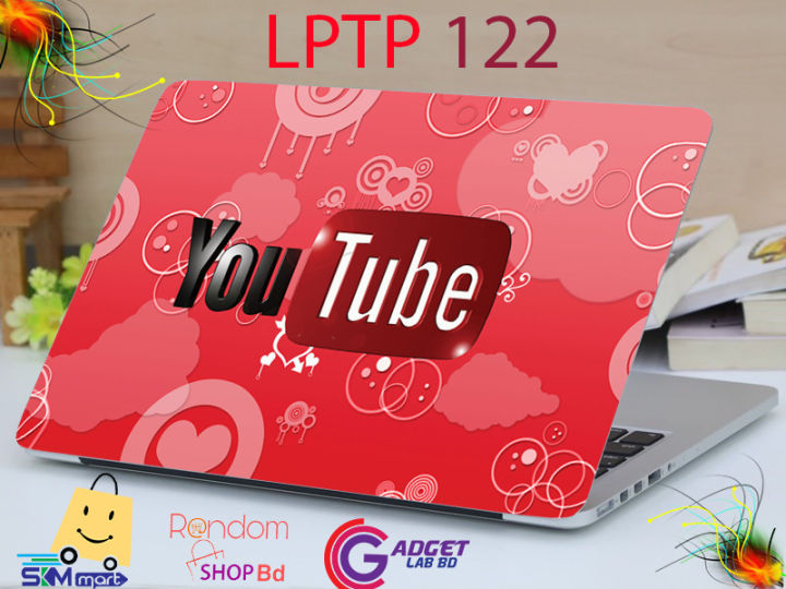 LPTP - 122 YouTube Logo Laptop Sticker Laptop Skin Sticker & Laptop ...