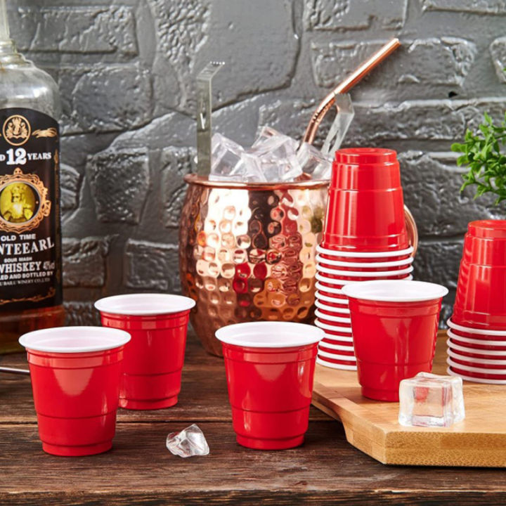 50pcs/Set Red Disposable Plastic Cup Party Cup Bar Restaurant Supplies ...