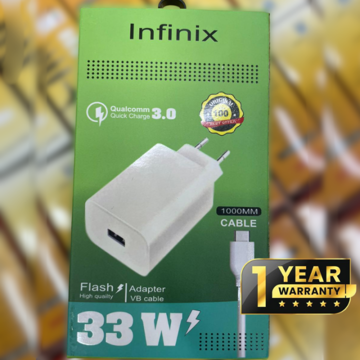Infinix 33w Fast Charger with Type-C Cable Qualcomm 3.0, 3A U330Xib ...