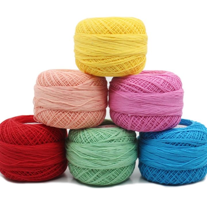 DIY Mercerized Cotton Yarn 0.8MM Colorful Crochet Thread Soft Thin ...