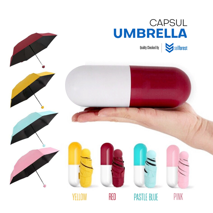 7 inch Mini Folding Capsule Umbrella With Cute Capsule Case -Multi ...