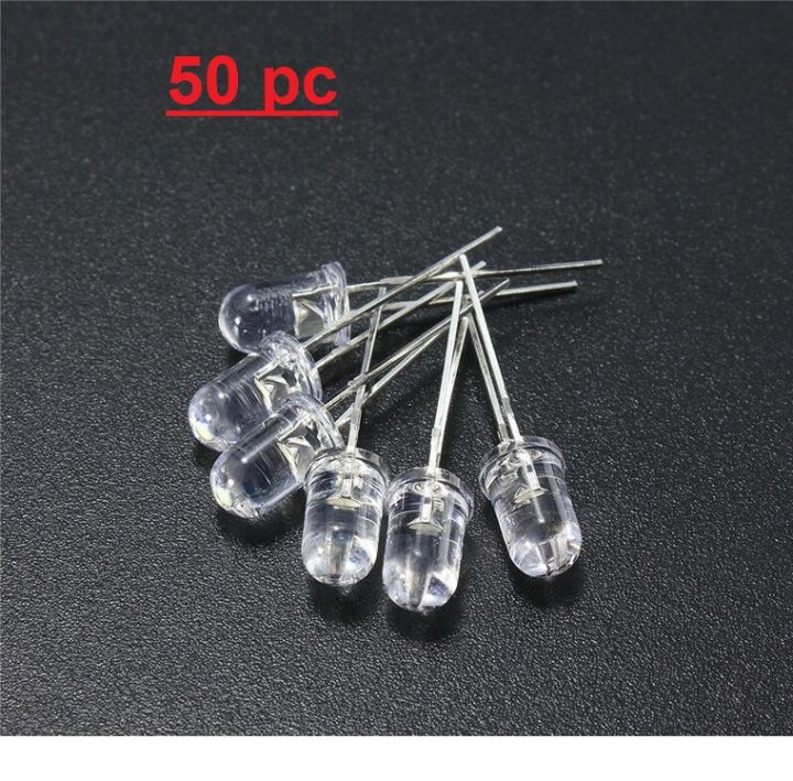 50Pcs- Transparent WHITE 5mm Water Clear LED White 5mm Ultra Bright ...