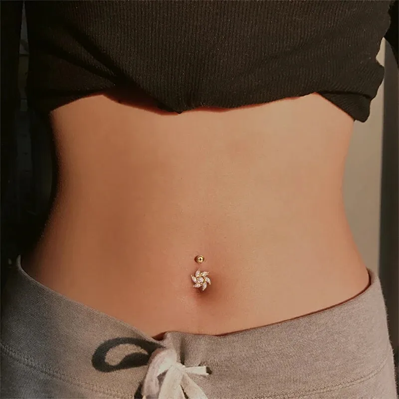 Fashion High Quality Navel Piercing Belly Button Rings Belly Piercing Body Jewelry Flower Belly Button Nails Daraz .bd