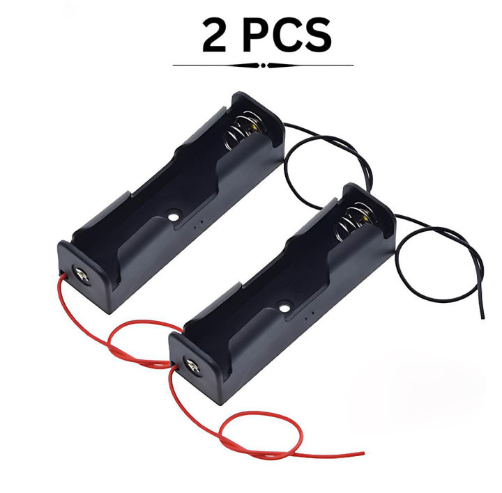 2PCS 18650 Single Cell Lithium Battery Holder - Plastic Case with Lead ...