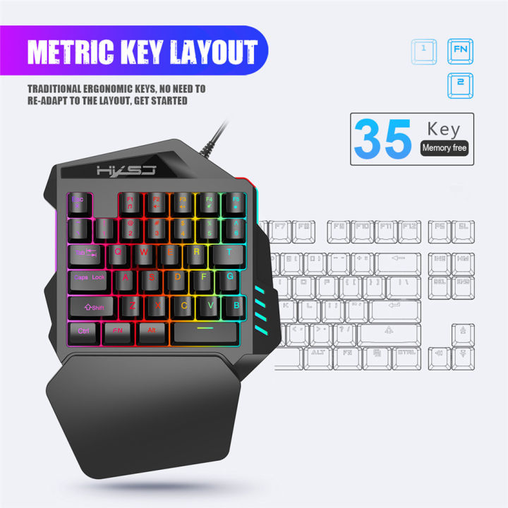V100 Wired Gaming Keyboard Mechanical Handle Backlight 35-key PC Mini ...