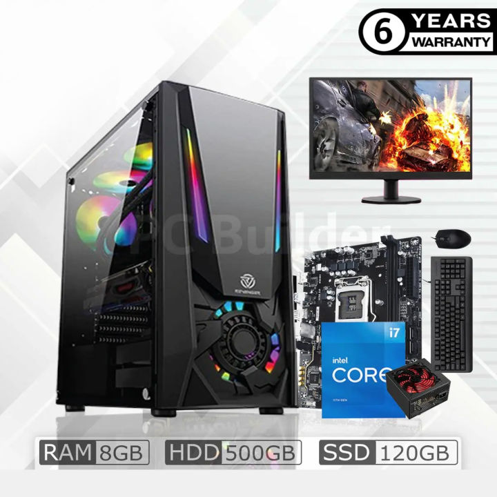 Intel Core I7 Ram 8Gb Ssd 120Gb Hdd 500Gb Gpu 4Gb Built-In 19" Monitor Gaming Desktop Computer ...