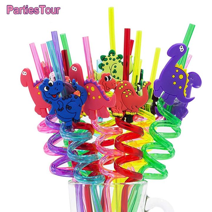 8pcs 25cm Unicorn Straws Birthday Unicorn Theme Plastic Drinking Straw ...