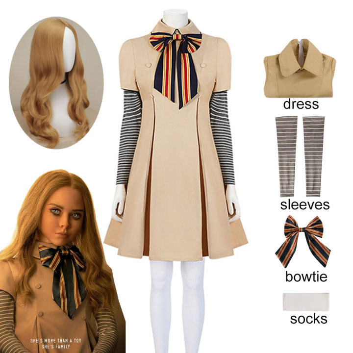 Horrible Movie M3GAN Cosplay Costume Wig Megan Doll Dress For Kids Girl ...