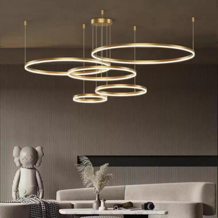2024 Minimalist Modern Led Chandelier Home Lighting Brushed Rings ...