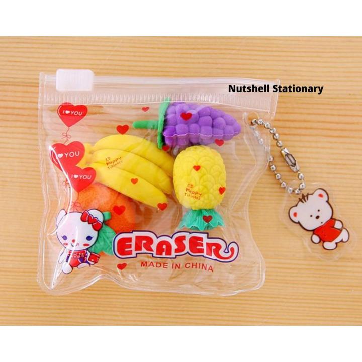 4pcs Cute Cartoon Foods Removable Erasers Creative Stationery Gift ...