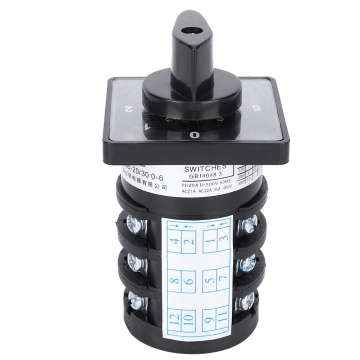 500V 20A 7-Position 12 Terminals Locking Type 0-1-2-3-4-5-6 Cam ...