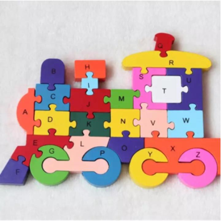 Wooden ABC Alphabet Learning Puzzles Jigsaw Intelligence Games Toys ...